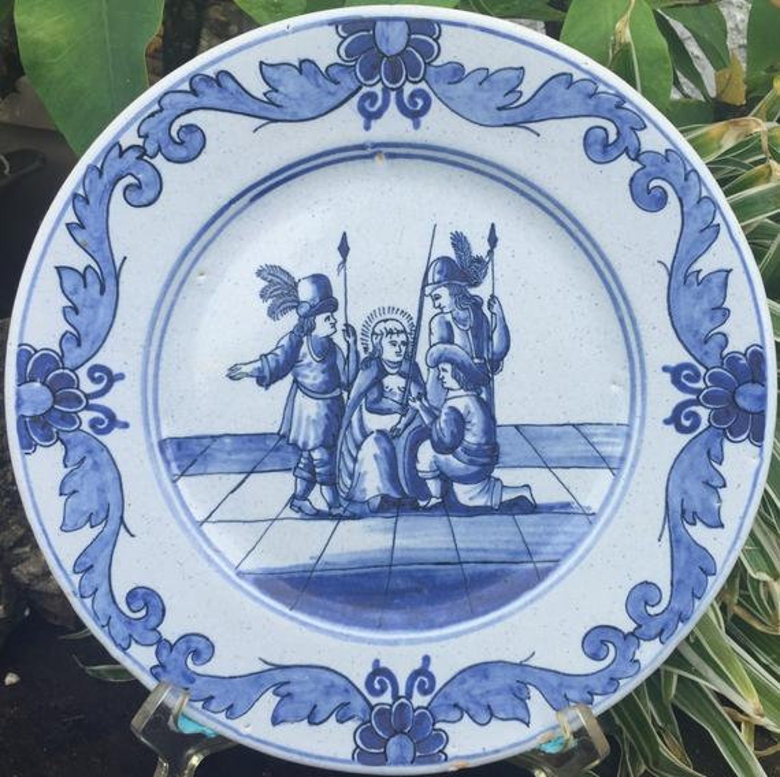 1700s Large Old Delft Plate Delfts Blauw Waaierbord Schotel Pauw ...