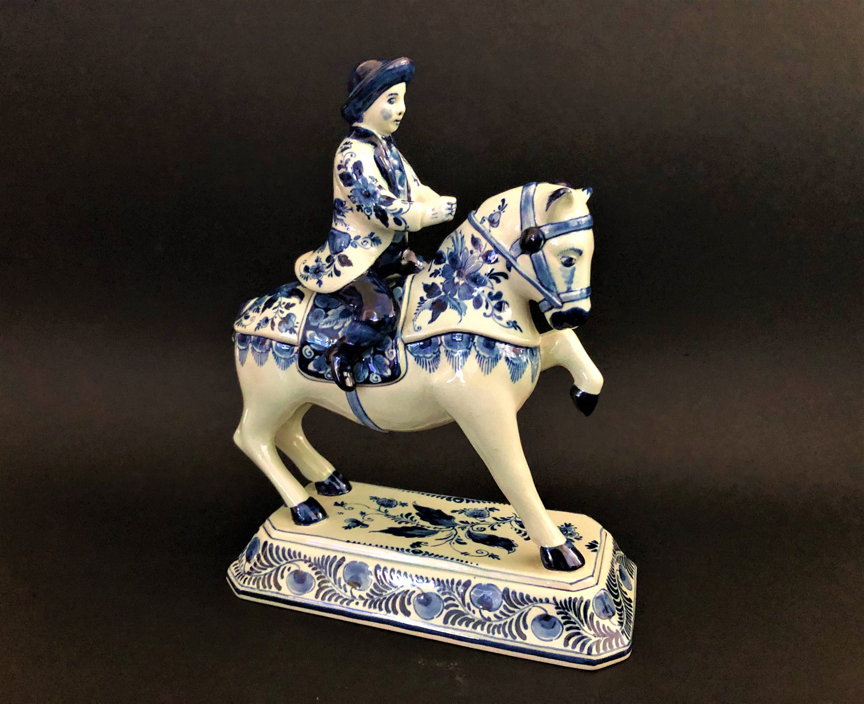 RARE PZH 1941 Delft LARGE Horse Rider Figurine Delfts Blauw | Etsy