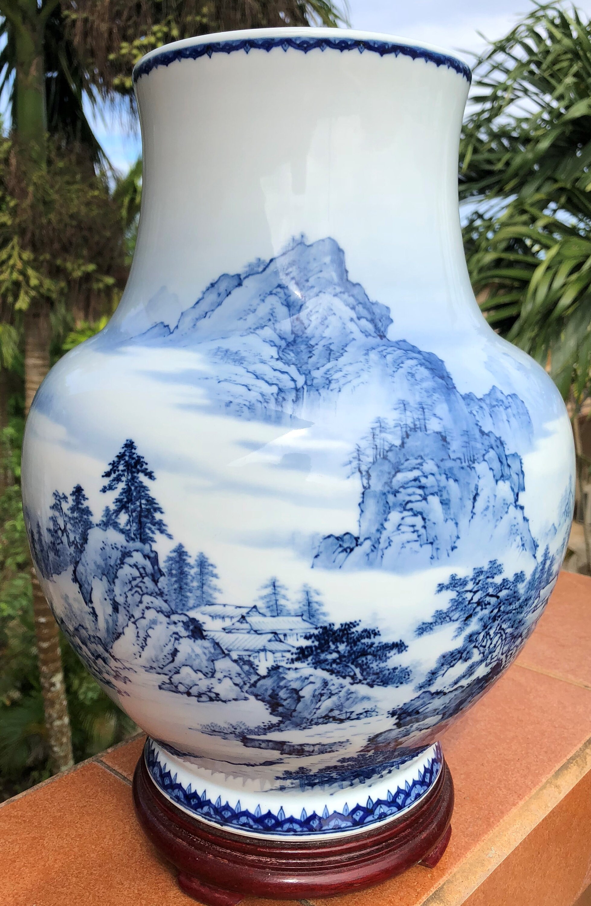 Tall 染付 Sometsuke Blue Vase Landscape Vaas 山水 Sansui Jar 山 - Etsy