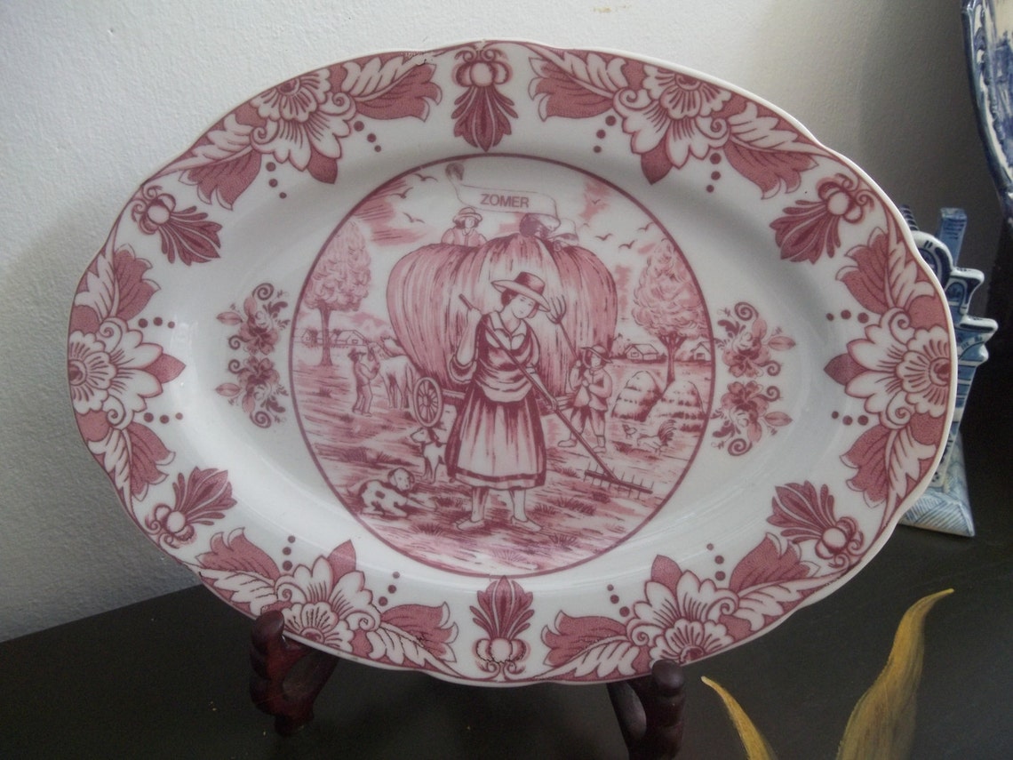 Delft Red Garniture Four Seasons 4 Charger Set Delfts Rood - Etsy