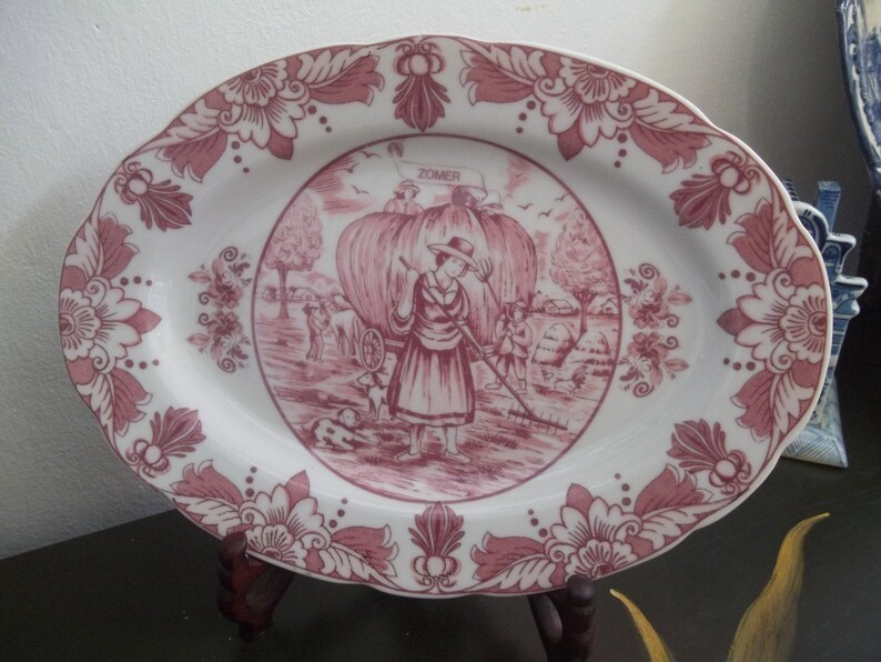 Delft Red Garniture Four Seasons 4 Charger Set Delfts Rood - Etsy