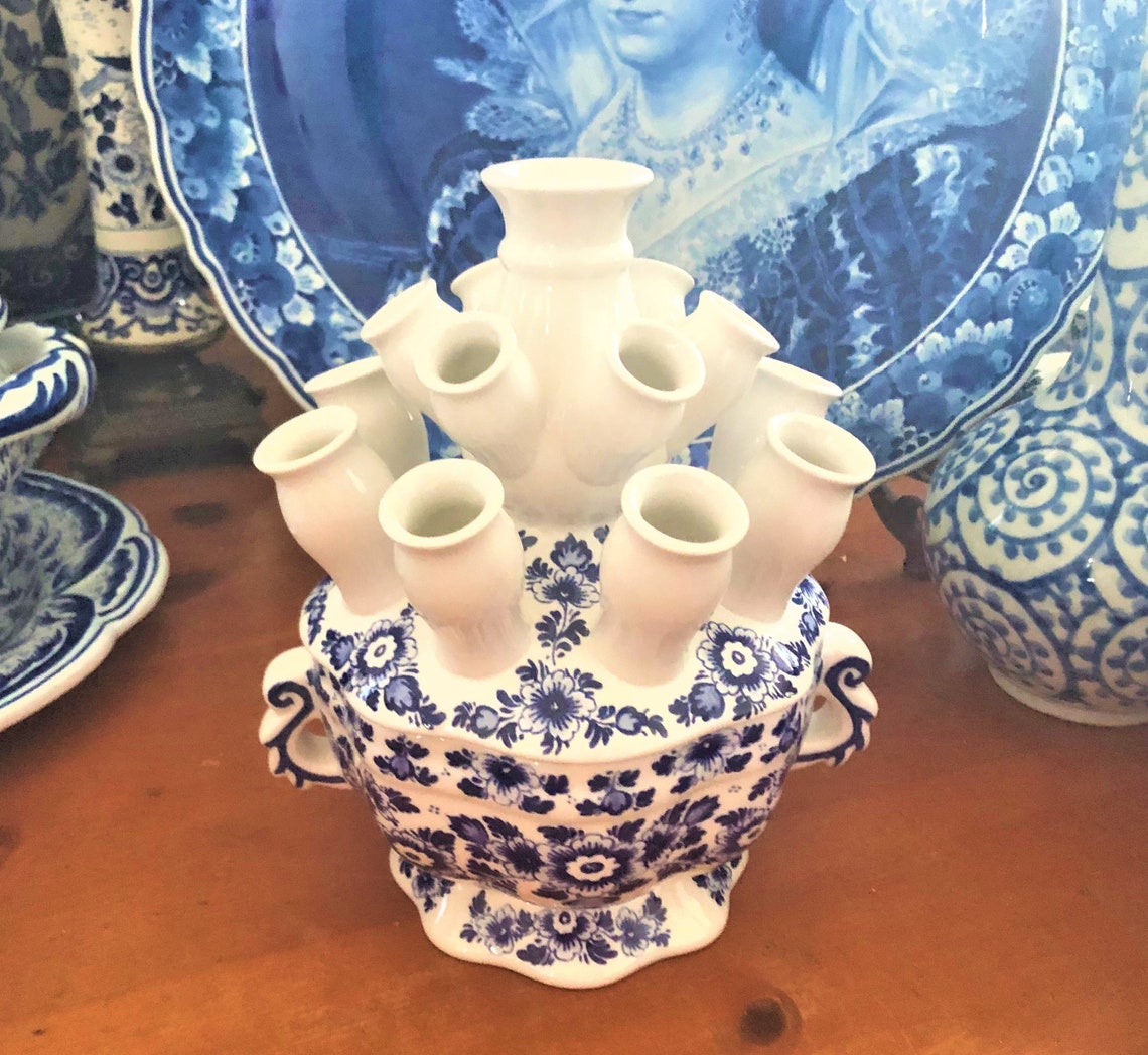 Delft Tulipiere Vase Delfts Blauw Vaas 15 Neck 花王 Kaou Pioen Peony ...