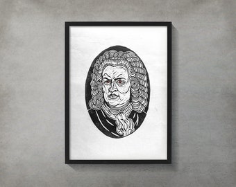 Johann Sebastian Bach Portrait Print Poster - Etsy
