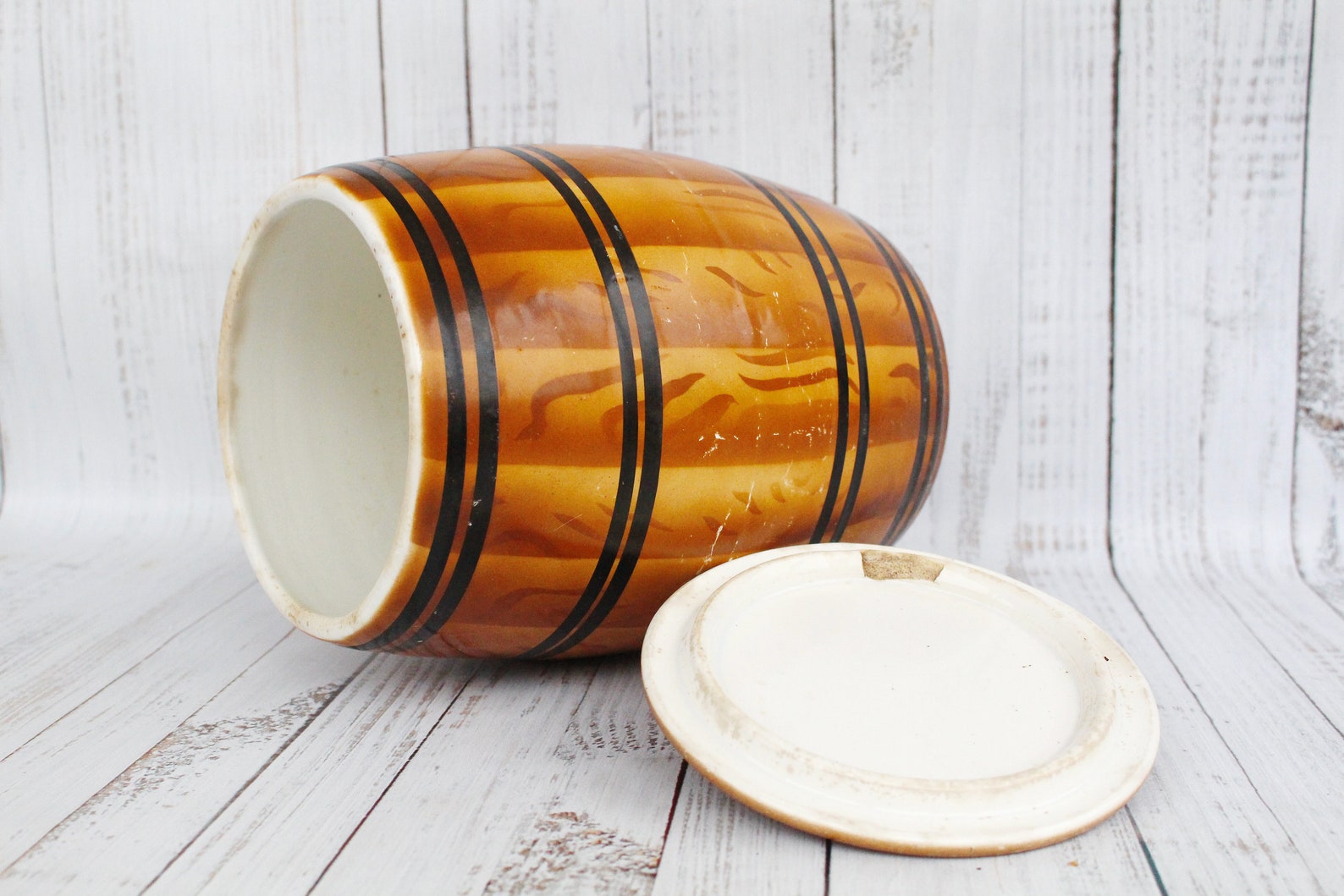 Large Ukrainian ceramic barrel with a lid. Country style. | Etsy