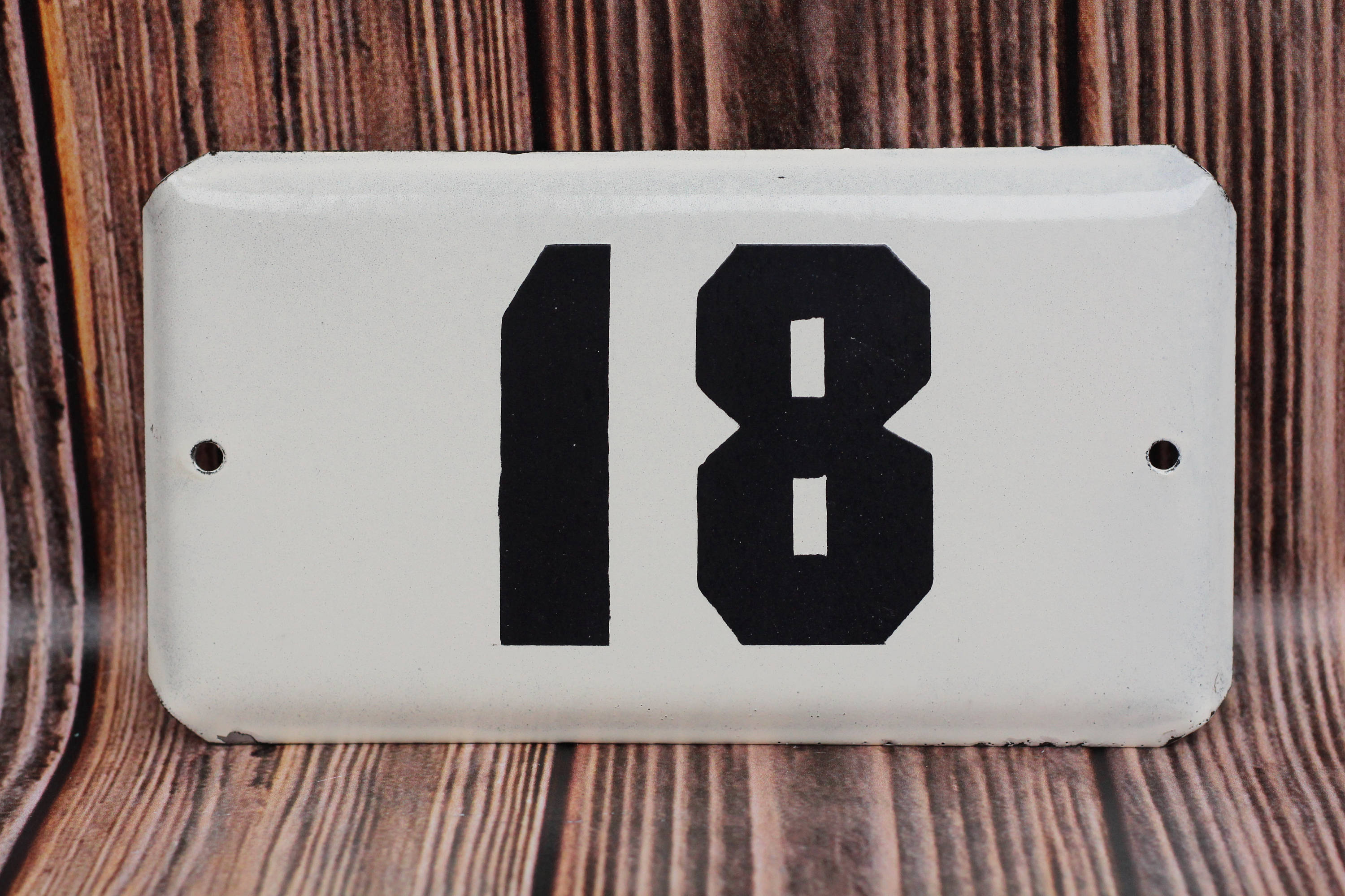 Enamel House Number Sign 18 Vintage Door Number Address Signs Antique ...