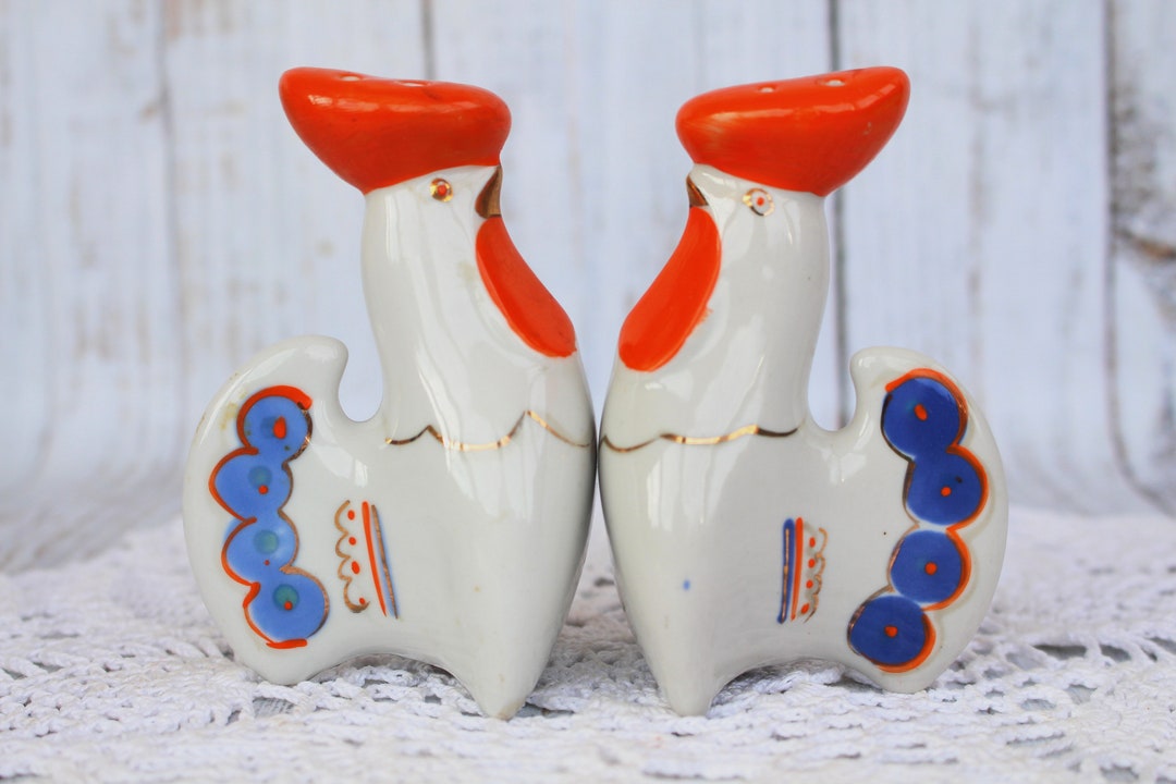 Soviet Chicken Shaker Porcelain Figurine Ceramic Salt Vintage Plates ...