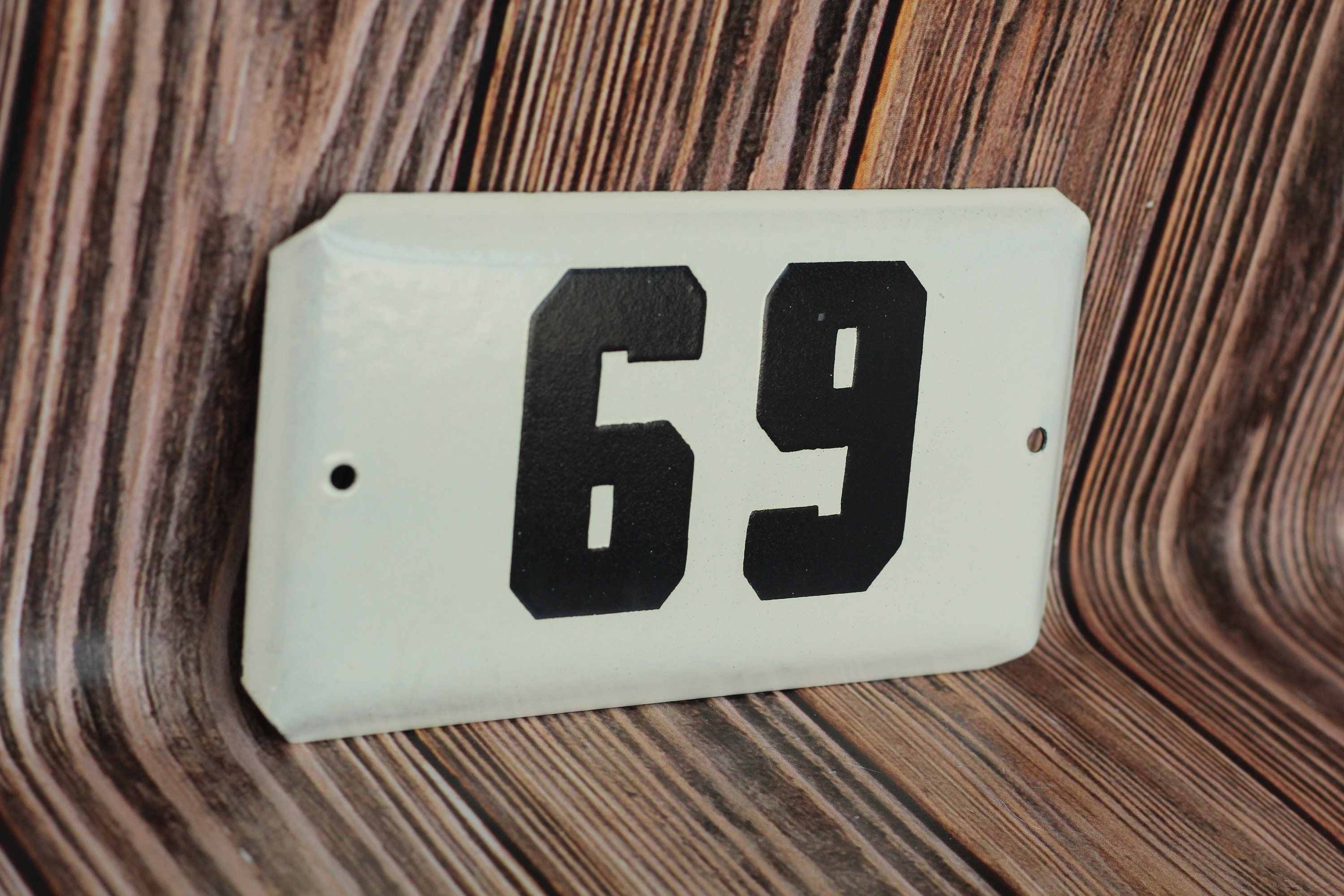 Vintage House Numbers 69 Apartment Address White Enameled Sign | Etsy