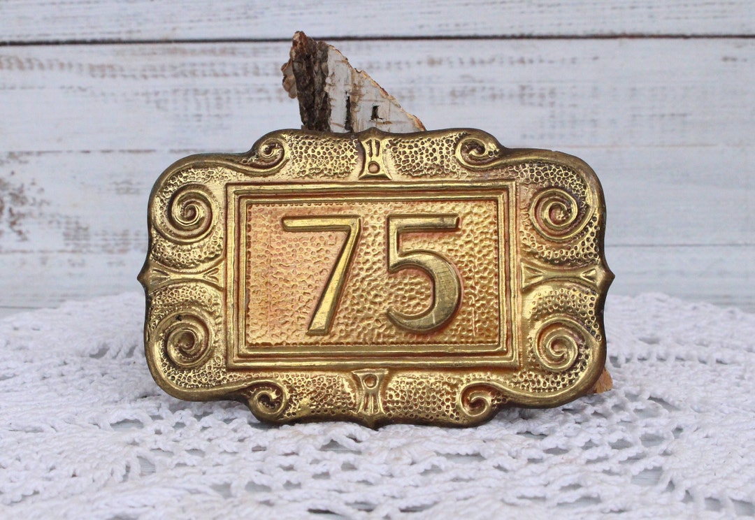 Vintage Address Sign License Brass Plate 75 Apartment Number Numbered ...