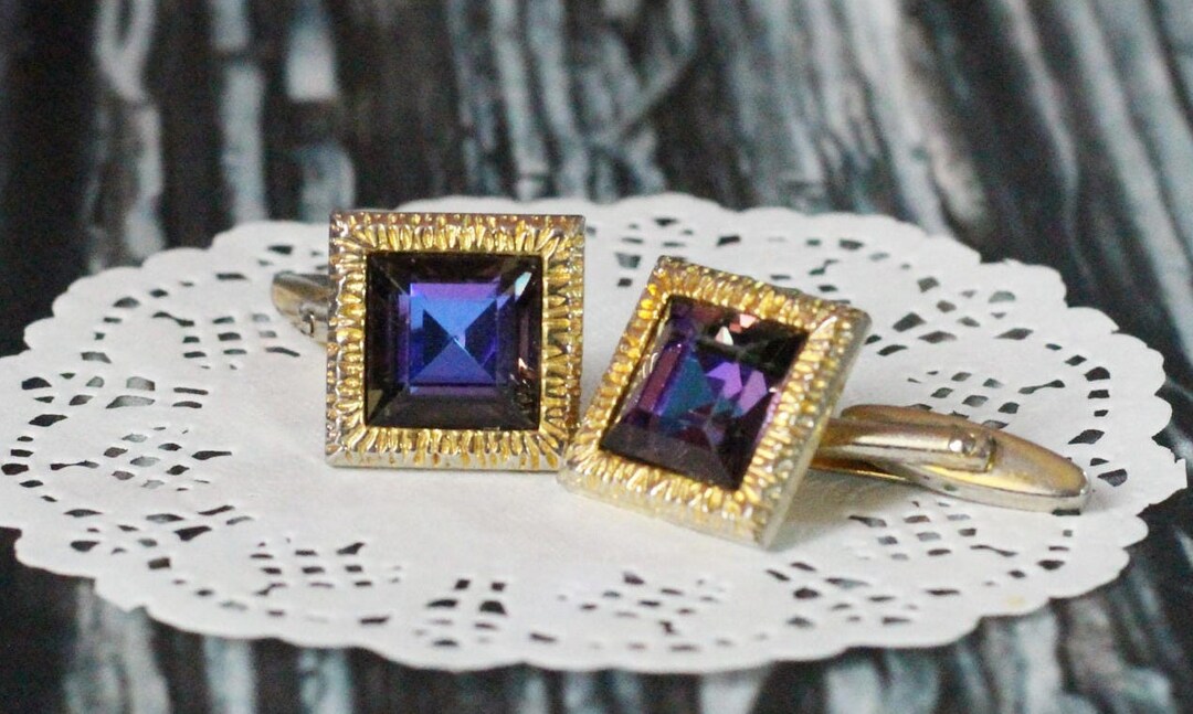Vintage Soviet Cufflinks With Stone Square Cufflinks Gift for - Etsy