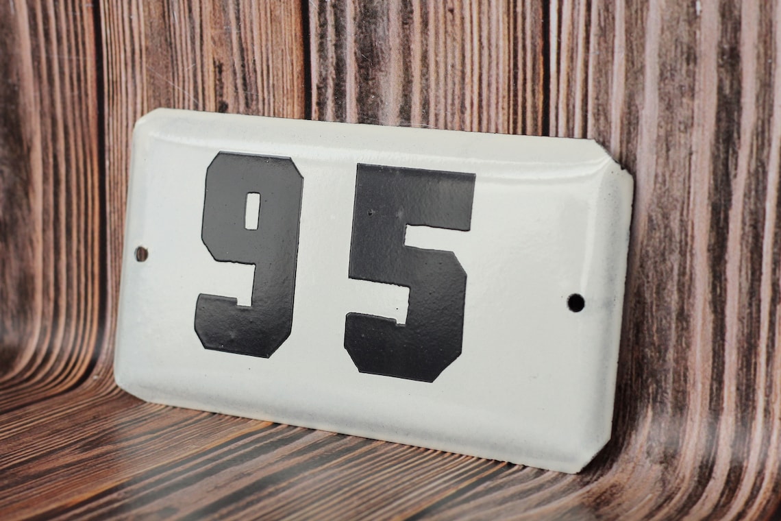 Vintage House Number Sign 95 Room number Cottage Sign Enamel | Etsy