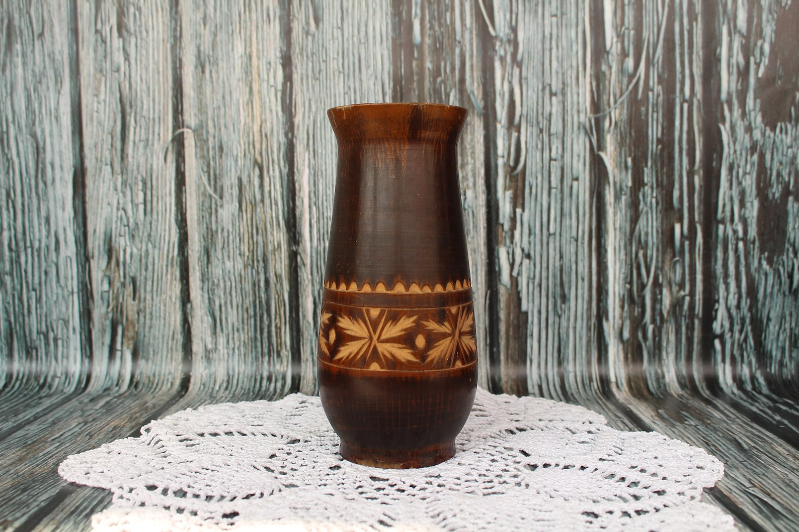 Vintage Wood Vase Home Decor Handmade Carved Vase Folk Art - Etsy