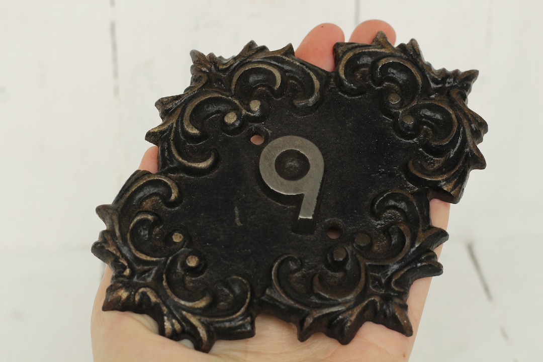 Vintage Door Number Sign 9 Rare Bronze Sign Address Signs Home - Etsy