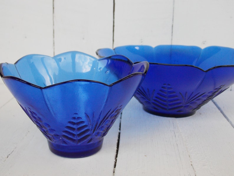 Blue Glass Bowl Cobalt Dishes Blue Glass Plates Vintage - Etsy