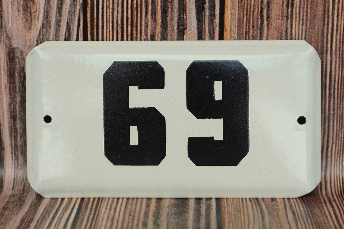 Vintage House Numbers 69 Apartment Address White Enameled Sign | Etsy