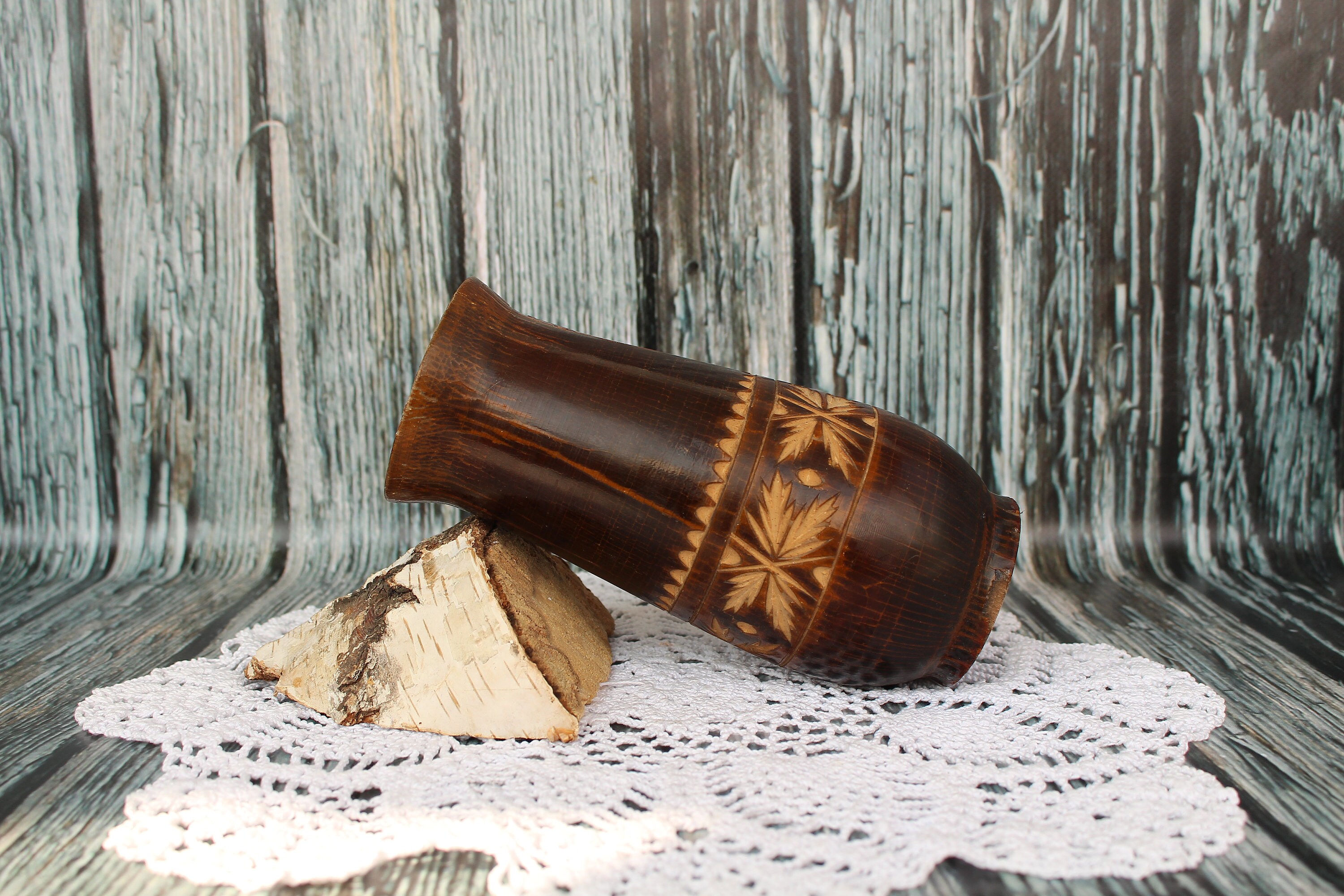 Vintage Wood Vase Home Decor Handmade Carved Vase Folk Art - Etsy