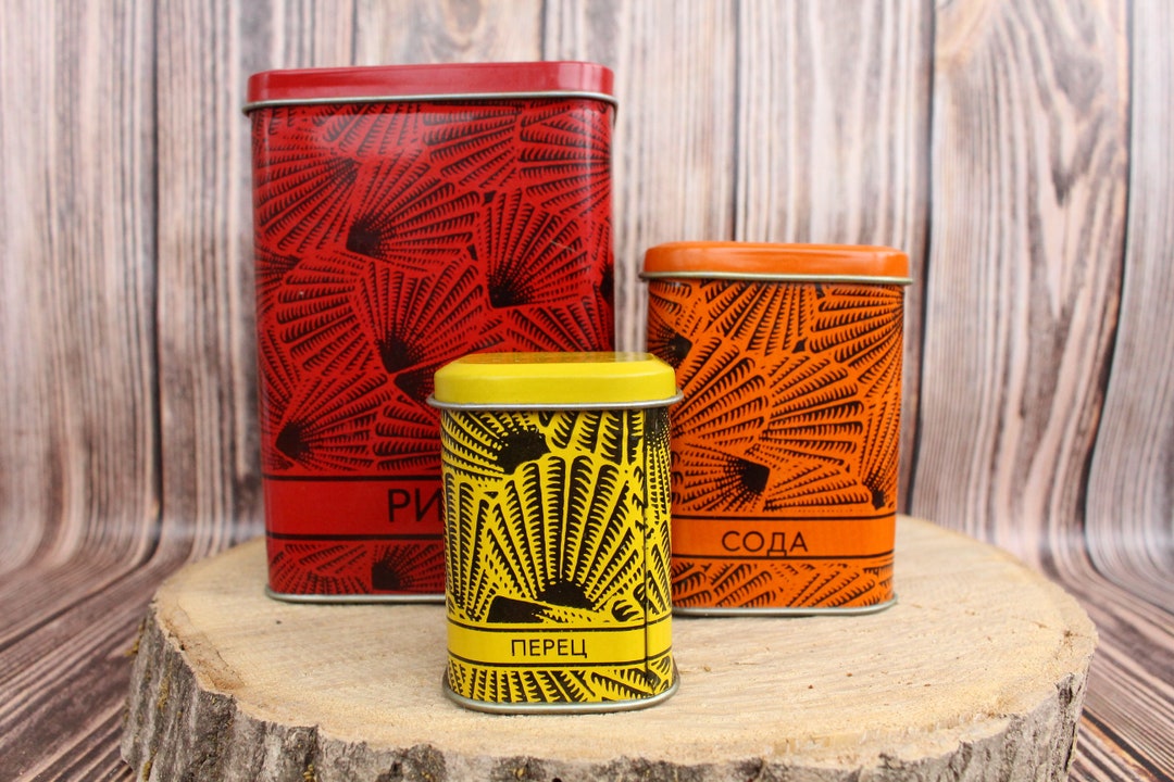 Set of 3 Vintage Tin Boxes Container Metal Food Box Tin Food Container ...
