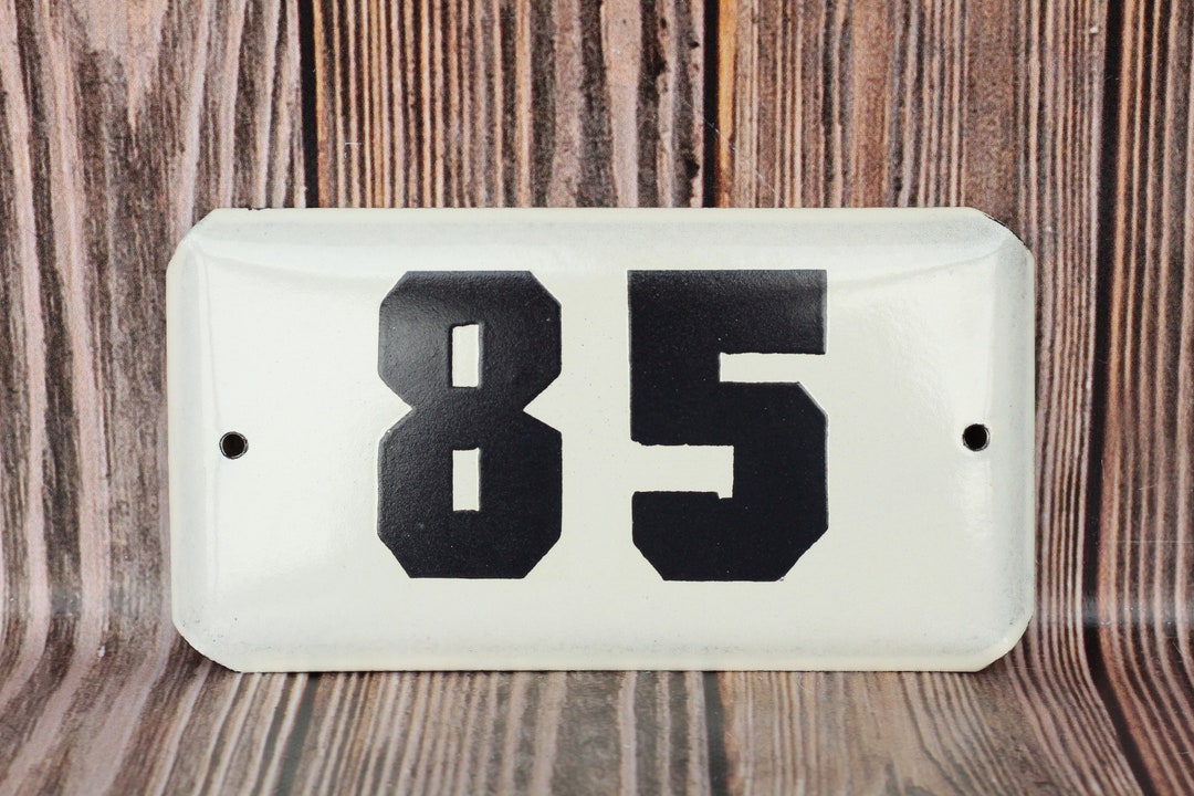 Vintage Enamel Sign House Number 85 Address Plaque White Enameled Sign ...