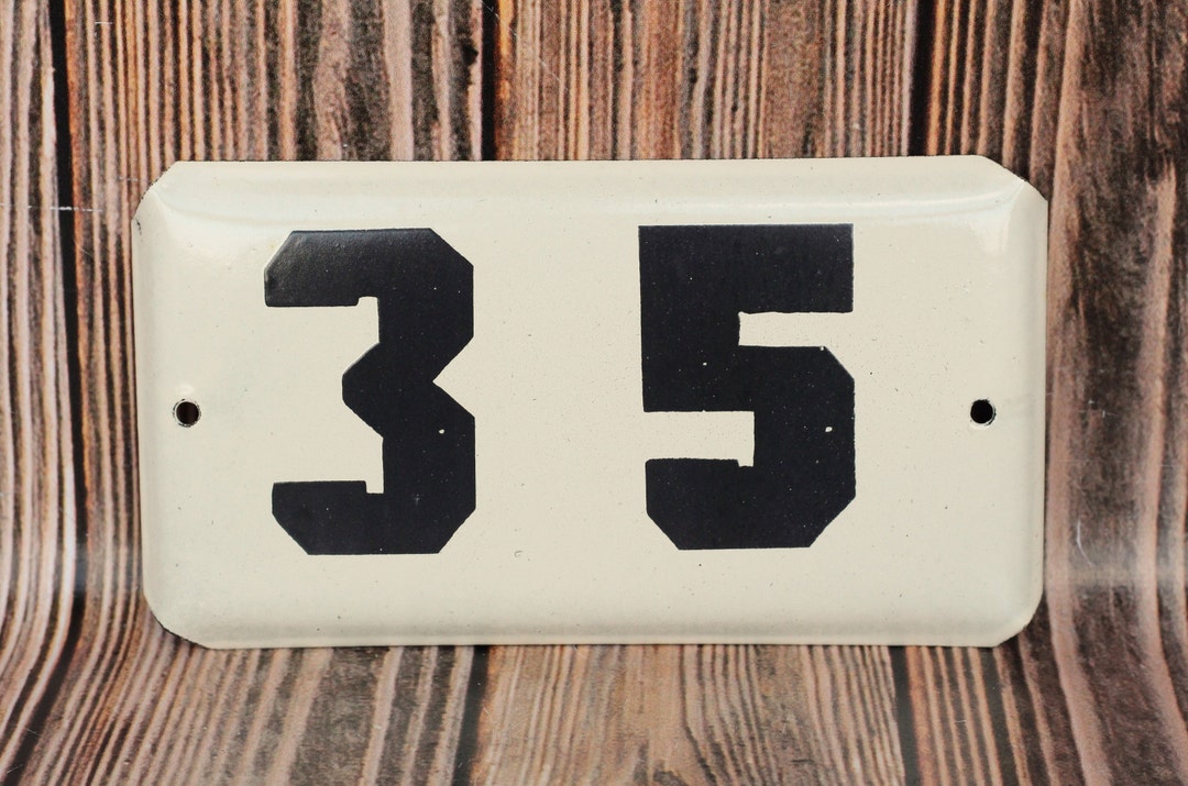Vintage Enamel Sign Door Number Sign 35 Hotel Room Apartment Address ...