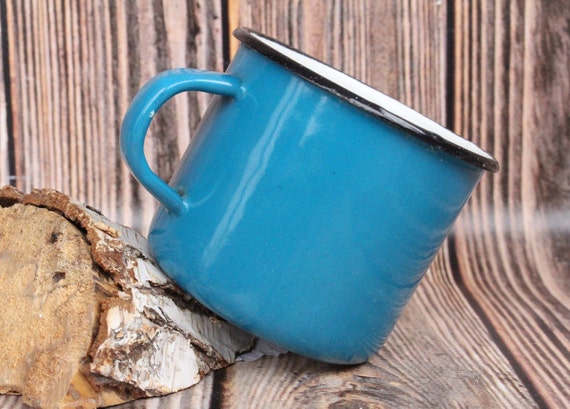 Vintage Enamel Mug Retro Tableware Blue Enamel Mug Rustic Mug - Etsy Canada