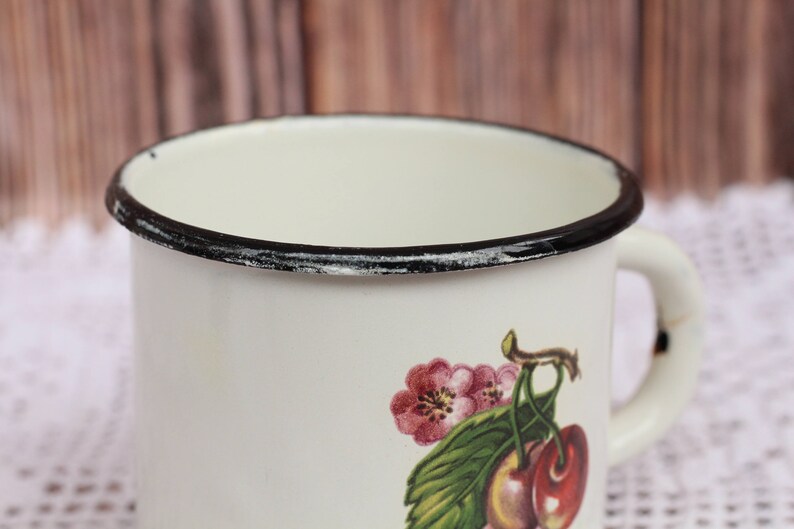 Vintage White Enamel Mug Retro Metal Mug for Picnic Tin Tea | Etsy