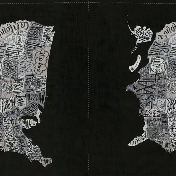 Usa Map Fabric Panel - Etsy