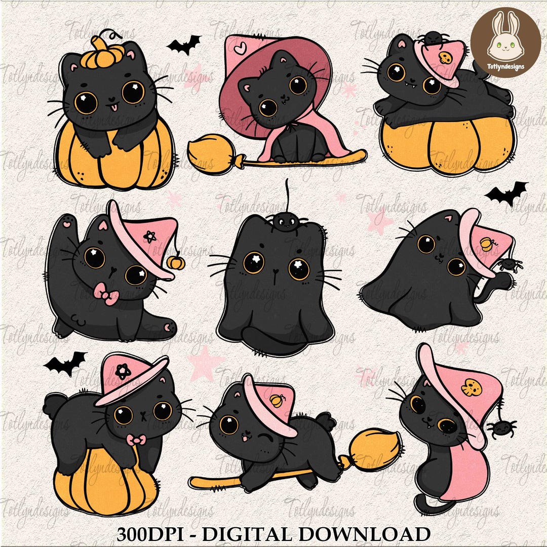 Retro Black Cat Png, Halloween Png, Cute Cat Pumpkin Png, Spooky Vibes ...