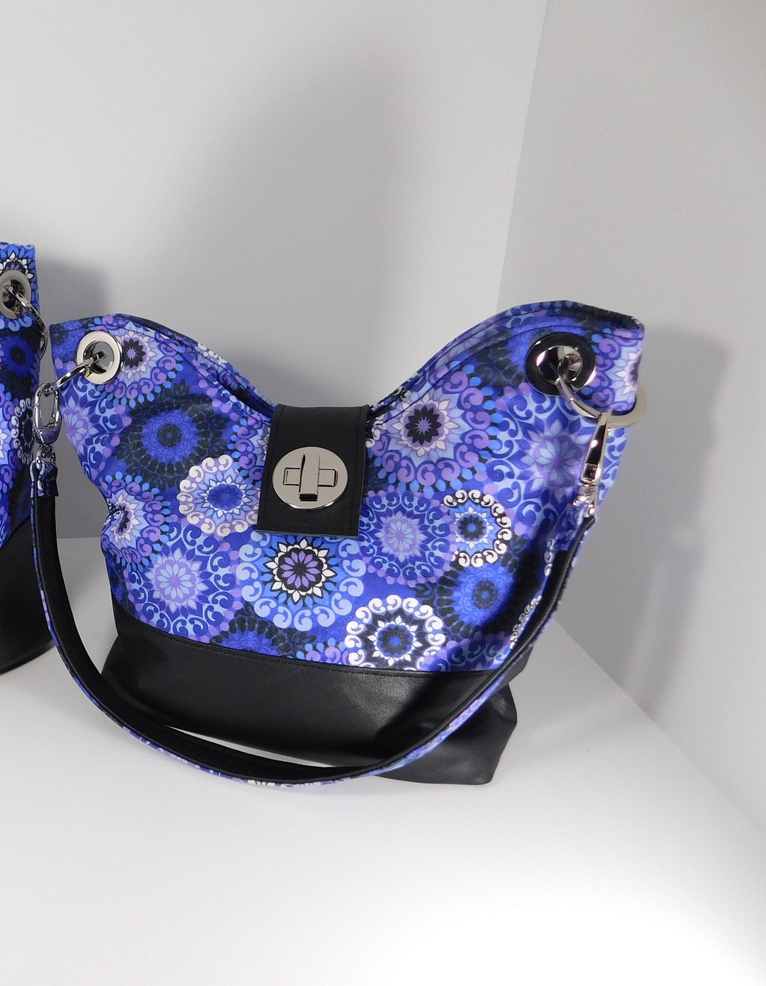 Purple Blue and Black Leather Summer Ladies Purse Gift for - Etsy