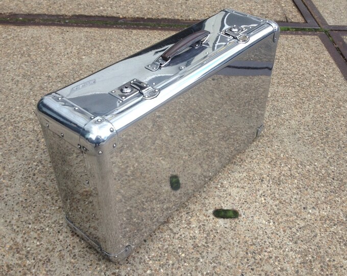 Art Deco Aluminum Vintage Suitcase Antique Rivets Travel Case ...