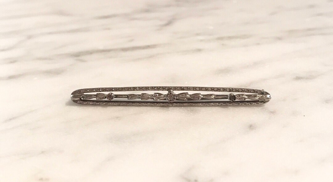 Vintage Art Deco Bar Pin Sterling Silver Brooch - Etsy