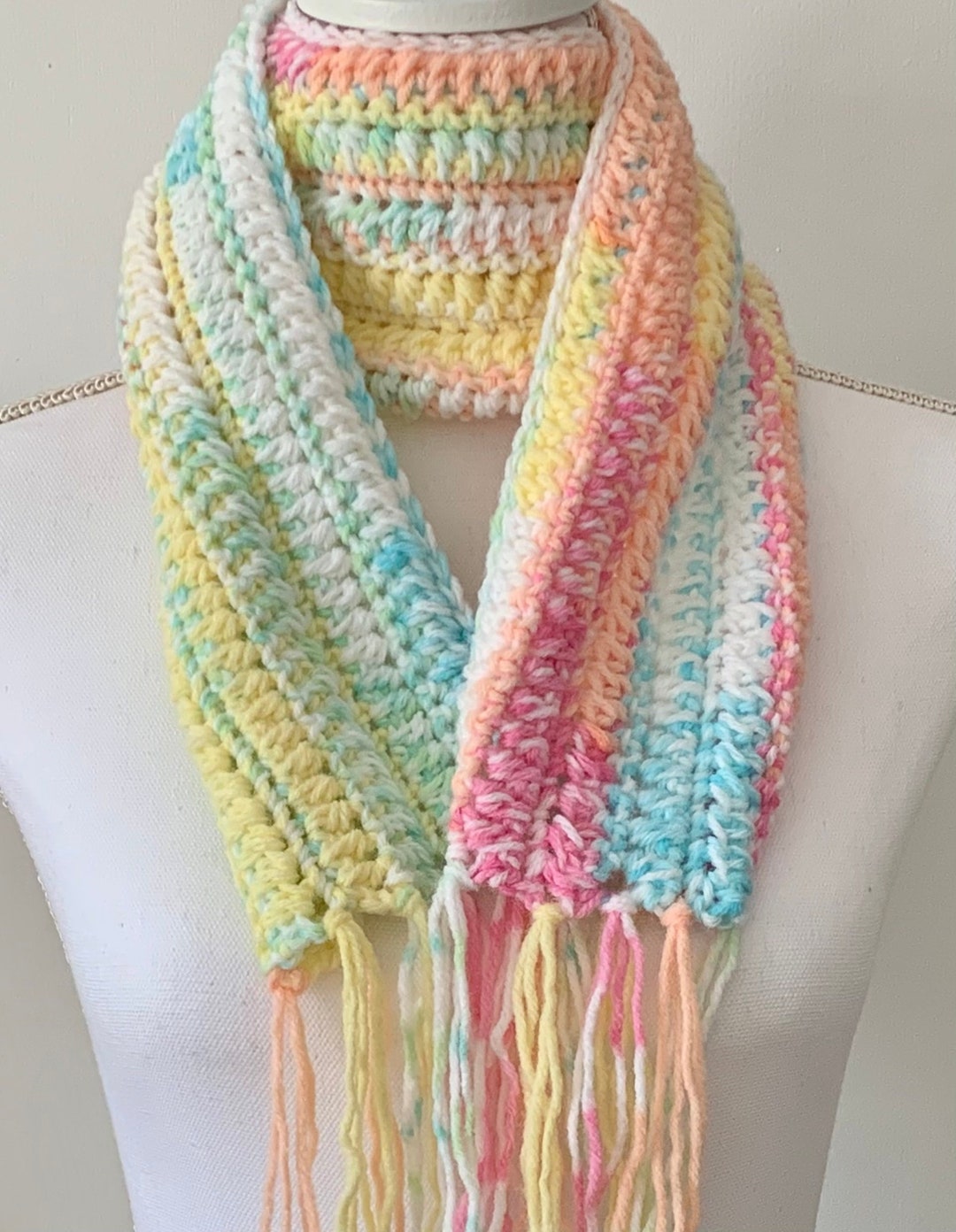 Handmade and Designed Variegated Fringed Scarf in Sunset Hues 60lx6w - Etsy