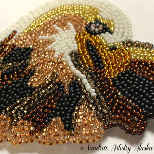 Alaska Handmade Beaded Bald Eagle Regalia Applique-4x3-3/4 in Czech Glass Beads - Etsy