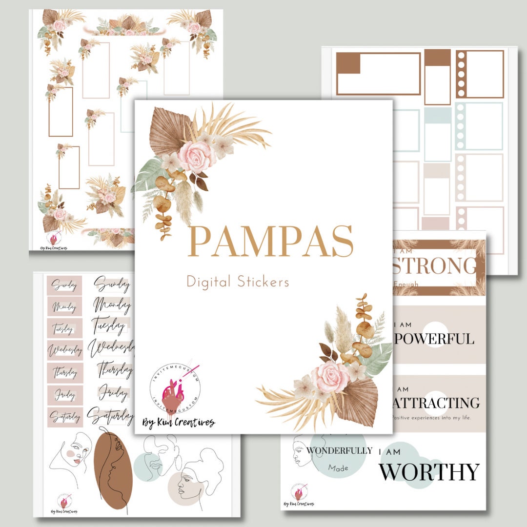 Pampas Digital Stickers - Etsy