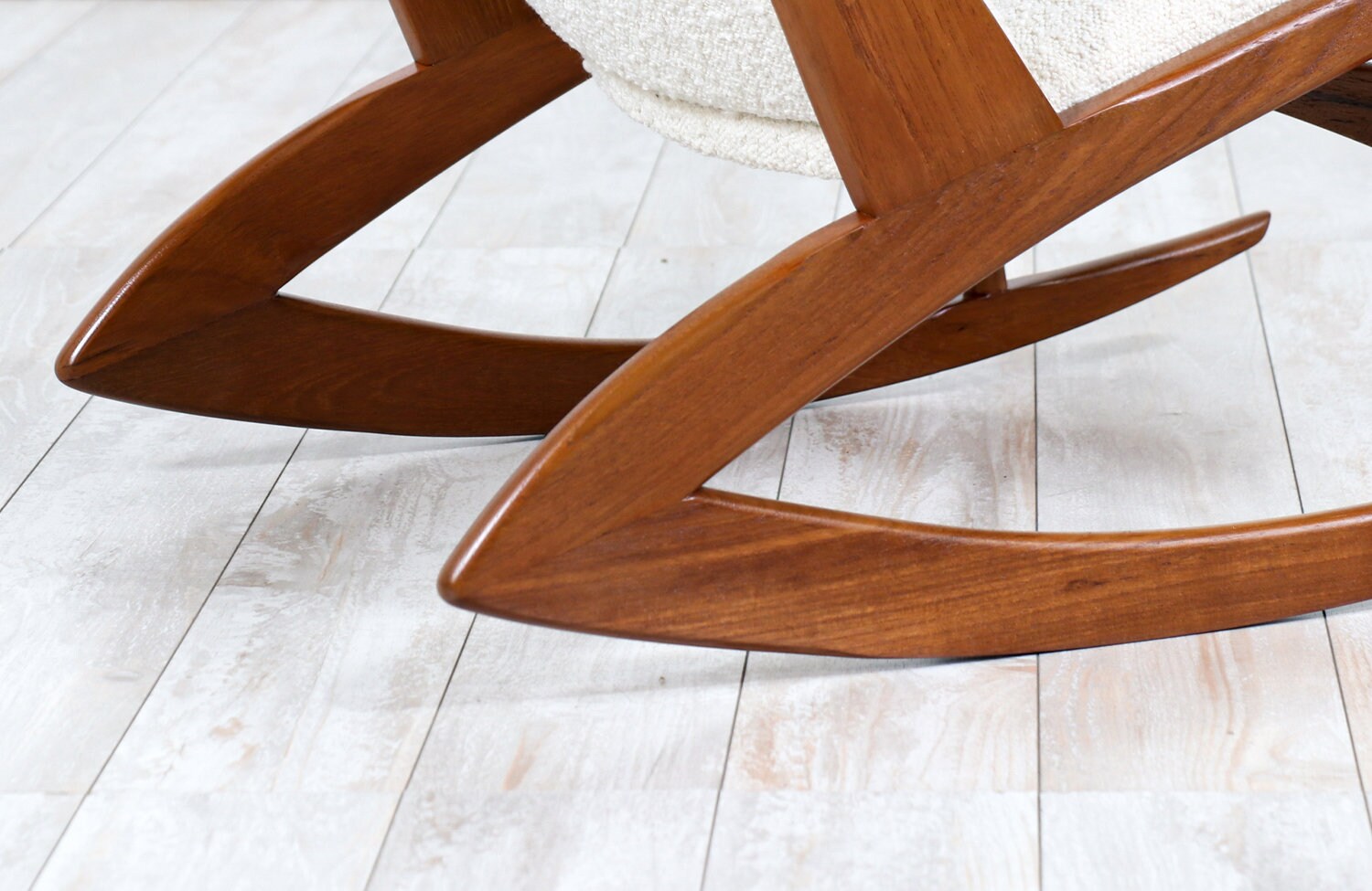 Georg Jensen Sculpted Teak & Boucle Wool Rocking Chair for - Etsy