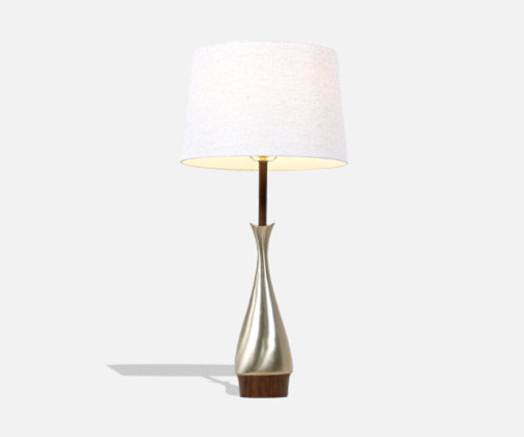 Mid-century Modern Sculpted Brass Table Lamp by Laurel - Etsy