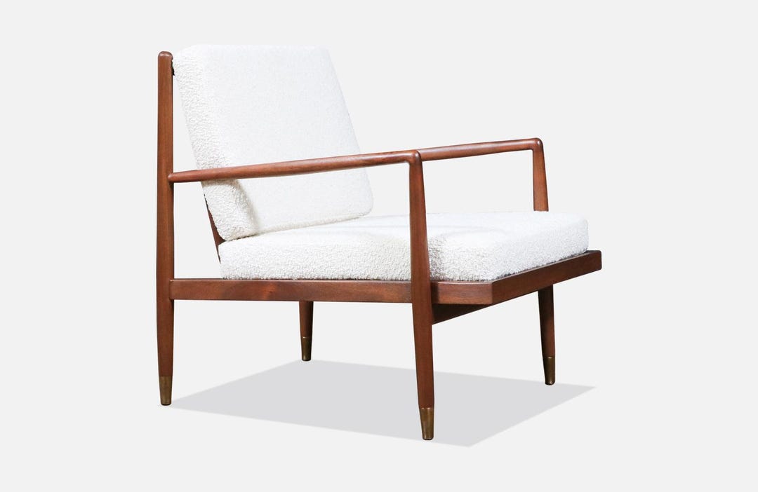 Mid-century Modern Sculpted Walnut Lounge Chair W/ Brass Sabots - Etsy