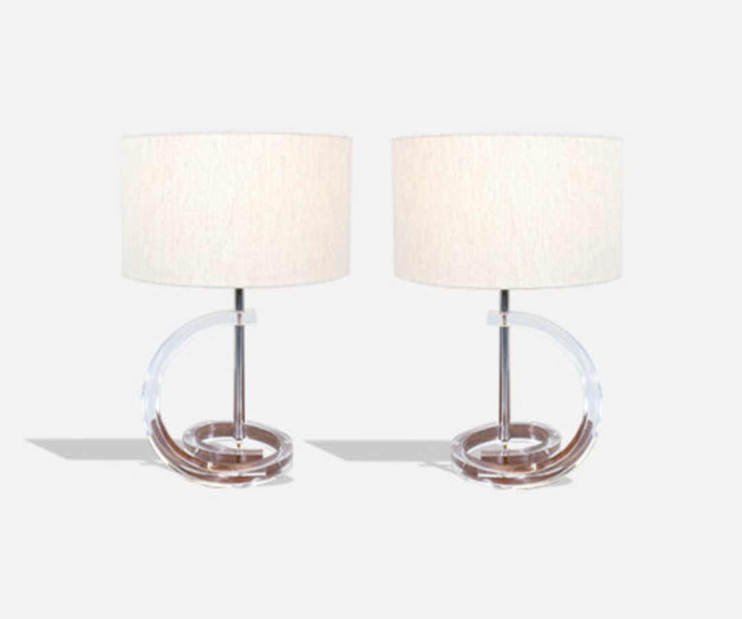 Mid-century Modern Sculpted Lucite Table Lamps - Etsy