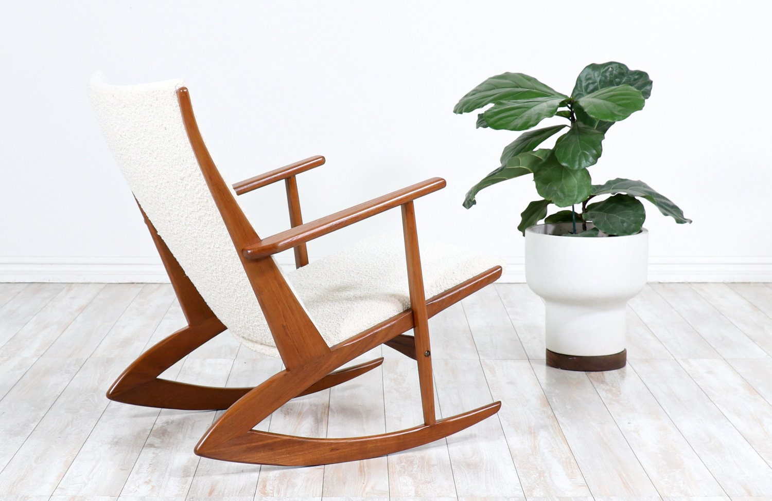 Georg Jensen Sculpted Teak & Boucle Wool Rocking Chair for - Etsy