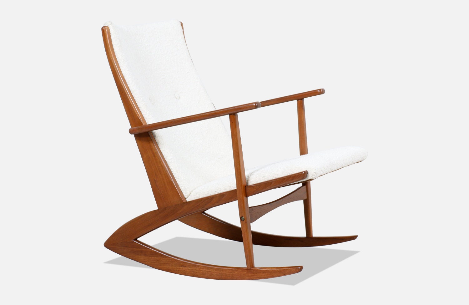 Georg Jensen Sculpted Teak & Boucle Wool Rocking Chair for - Etsy