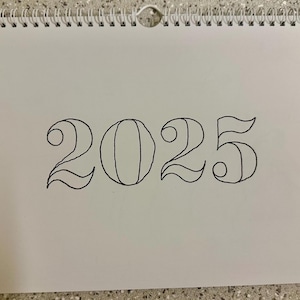 Colour in Hand Drawn 2025 Wall Calendar - Etsy