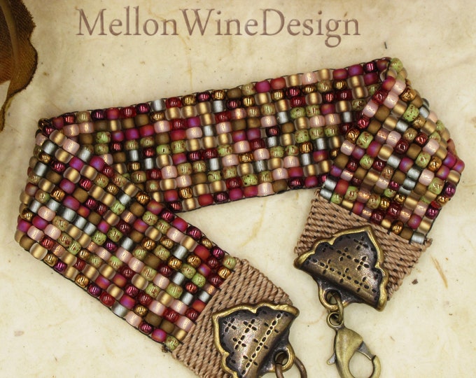Hand Loomed Bracelet, Rustic Cuff Bracelet, Warm Colors Jewelry, Rustic ...