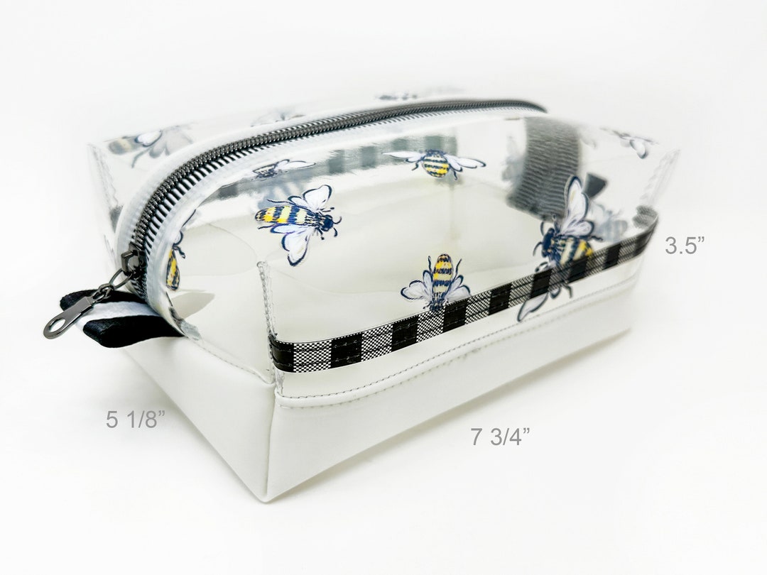 Vinyl Boxy Zipper Pouch, Bumble Bee Project Bag, Toiletries, Makeup ...