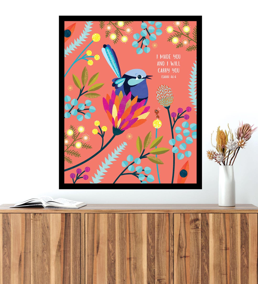 Bible Verse 16X20 Superb Fairy Wren Living Room Kitchen New Baby ...