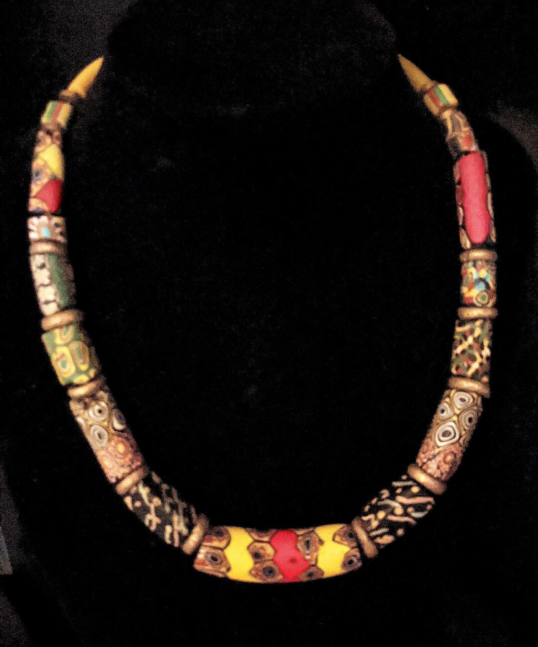 Venetian African Trade Beads Necklace Matched Pairs Thick Elbow and ...