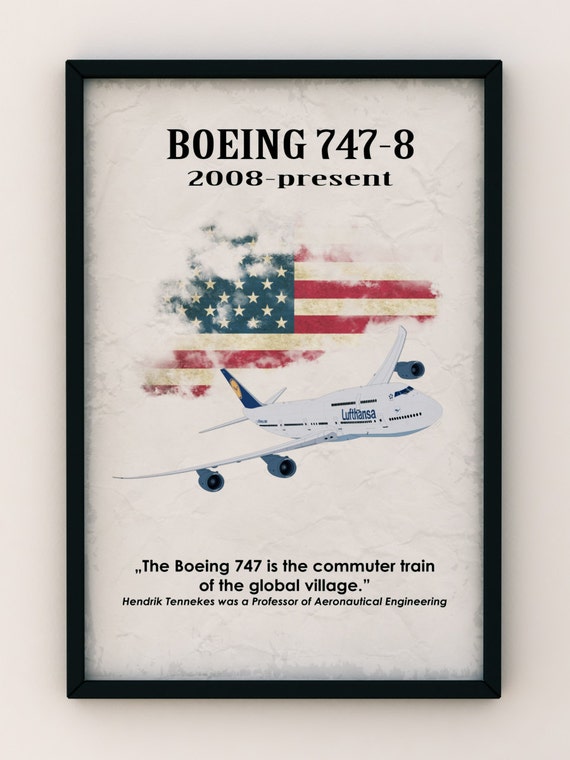 Boeing 747-8 Aircraft Vintage Poster Quote Poster Graphic | Etsy