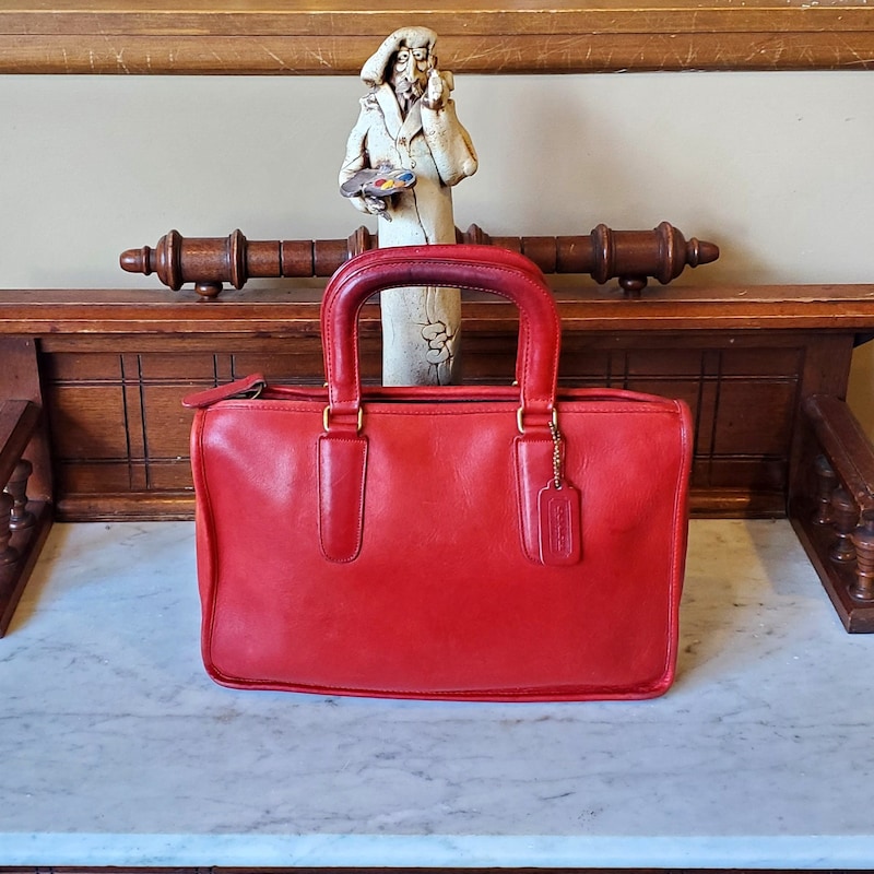 Red Leather Satchel - Etsy