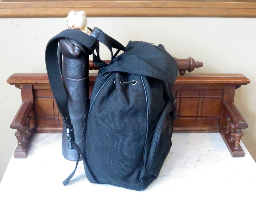 Hartmann Backpack in Black Canvas With Black Leather Trim and Silver ...