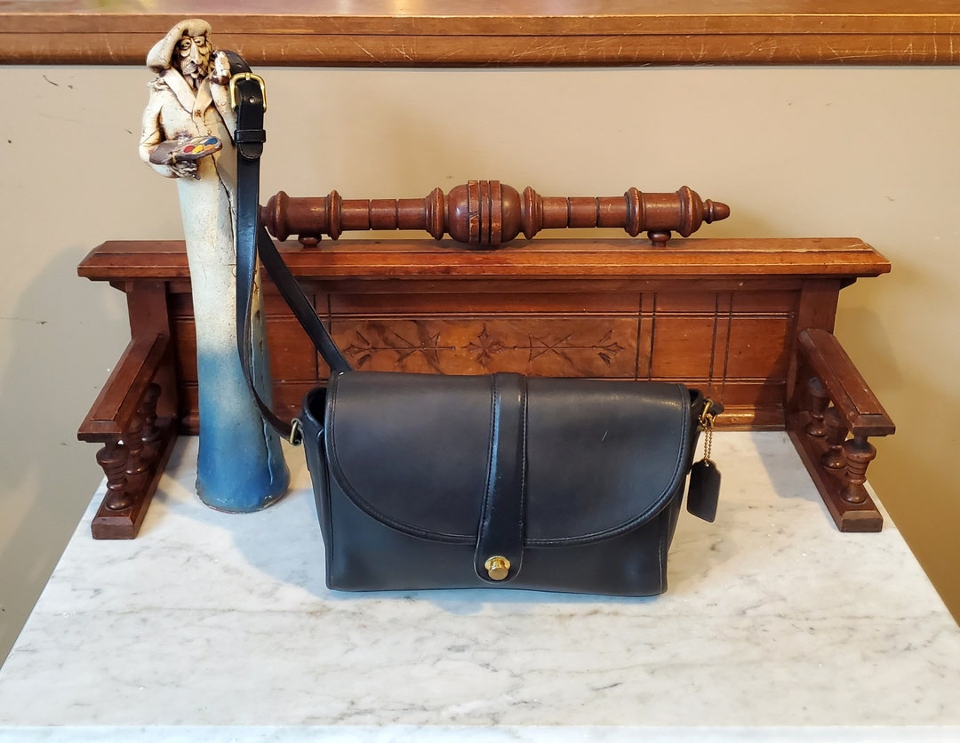 Sale Coach Roll Bag in Black Leather and Brass Hardware With Crossbody ...