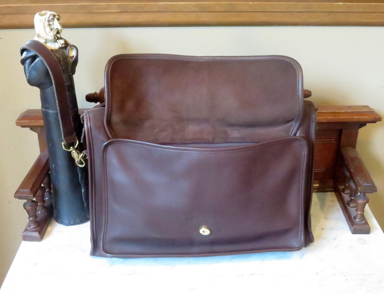 Sale Coach Harrison Briefcase in Mahogany Leather With Brass - Etsy