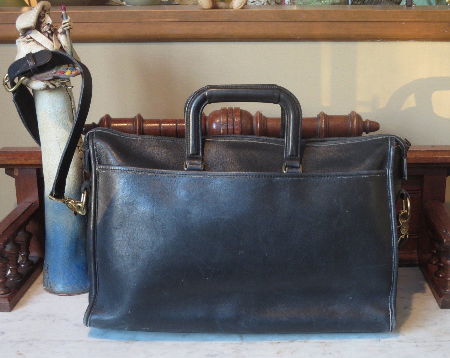 Coach Harrison Multi-Compartment Briefcase In Black Leather | Etsy