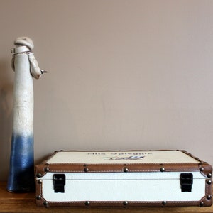 Italian Beach Trunk in White Pebbled Leather With Tan Leather Trim ...